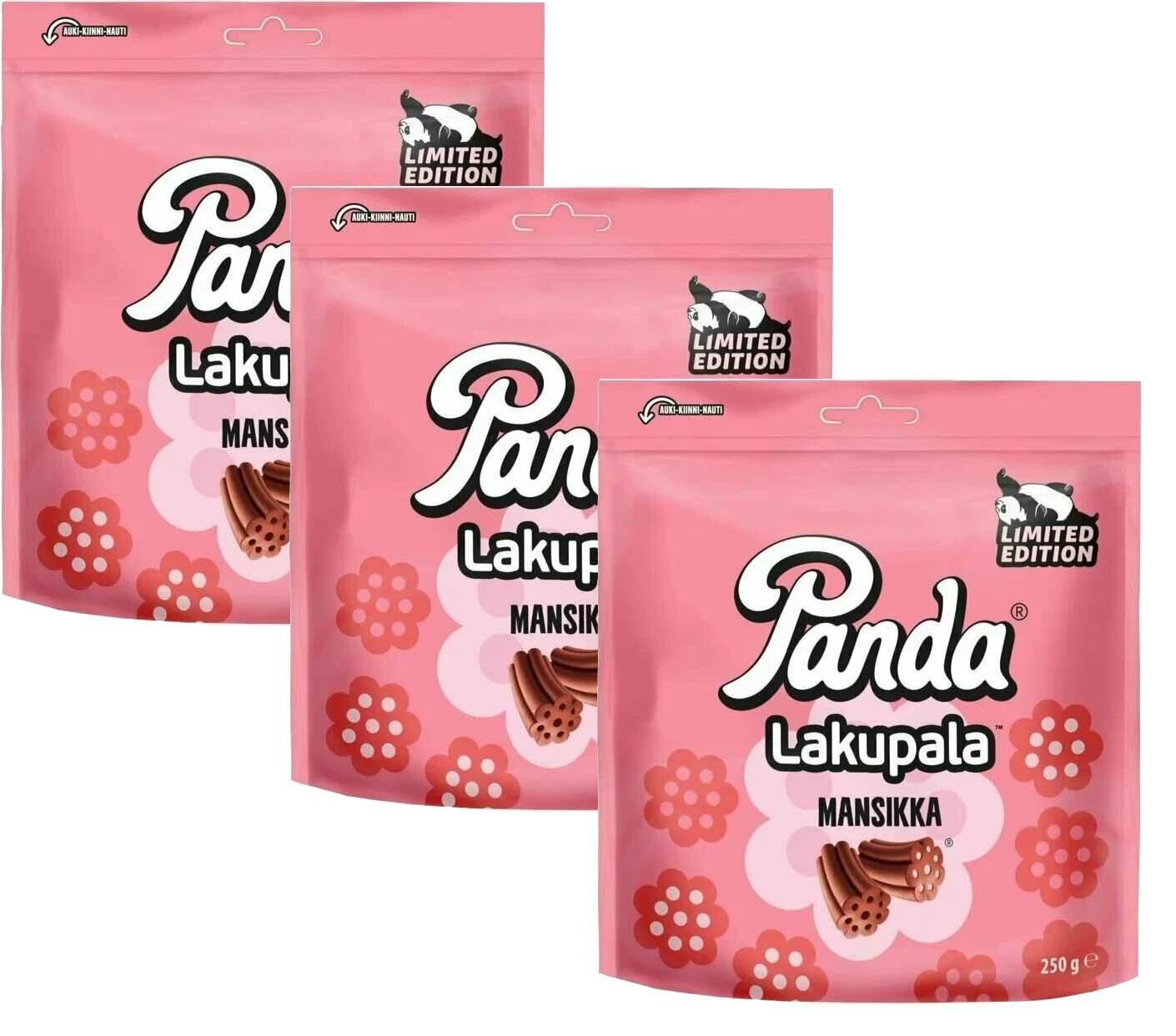 Конфеты лакричные со вкусом клубники Panda Lakupala Mansikka (Финляндия) 250 гр. х 3 шт.