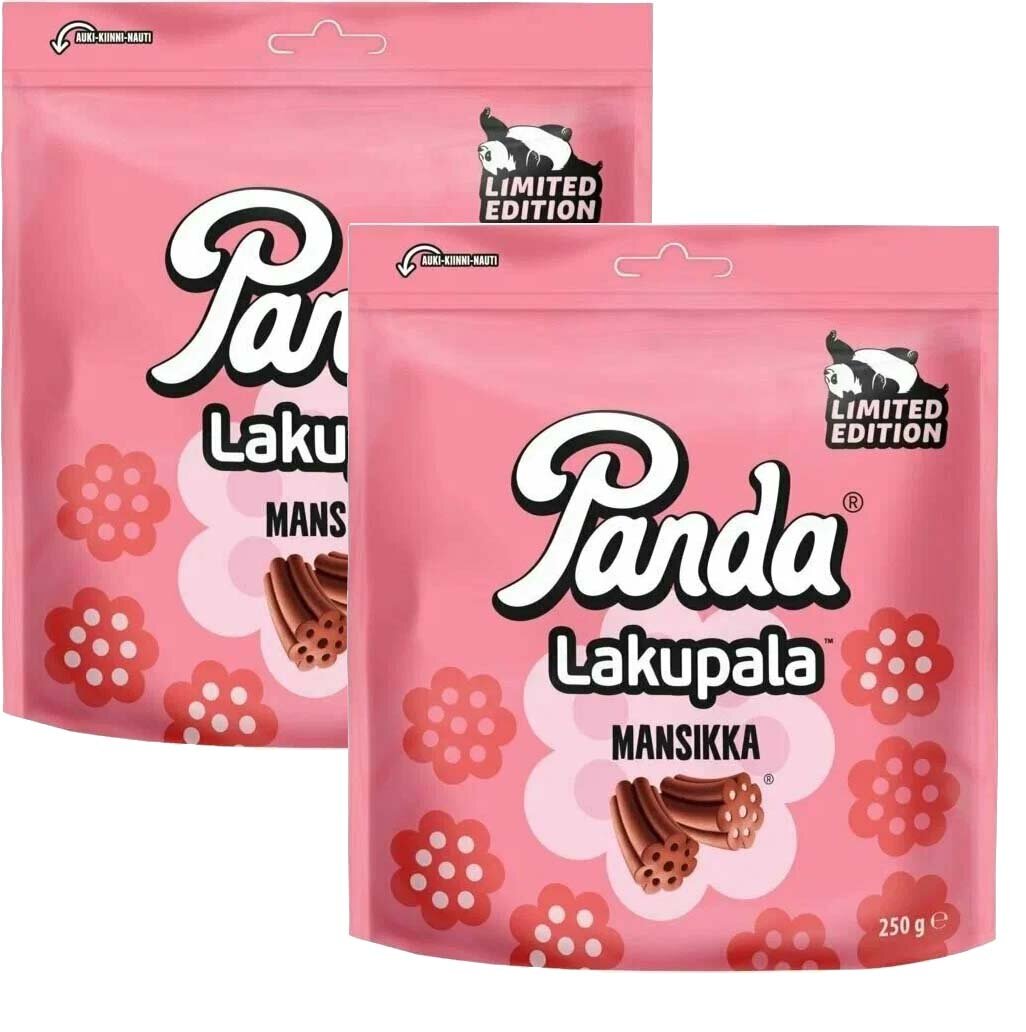 Конфеты лакричные со вкусом клубники Panda Lakupala Mansikka (Финляндия) 250 гр. х 2 шт.