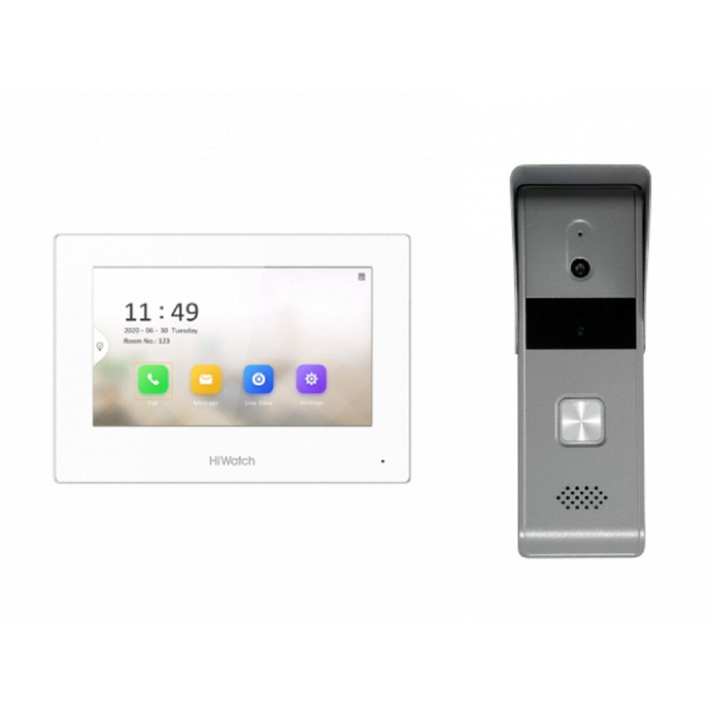 Hikvision Видеонаблюдение DS-D100HKWF Комплект гибридной видеодомофонии, Включаются устройства, DS-D100P, VDP-H3212W, 1 блок питания 12В, Работа с