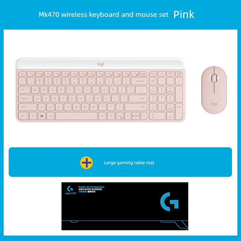 Беспроводной комплект Logitech MK470: бесшумная мышь и клавиатура, легкий и портативный для ноутбука и офиса,