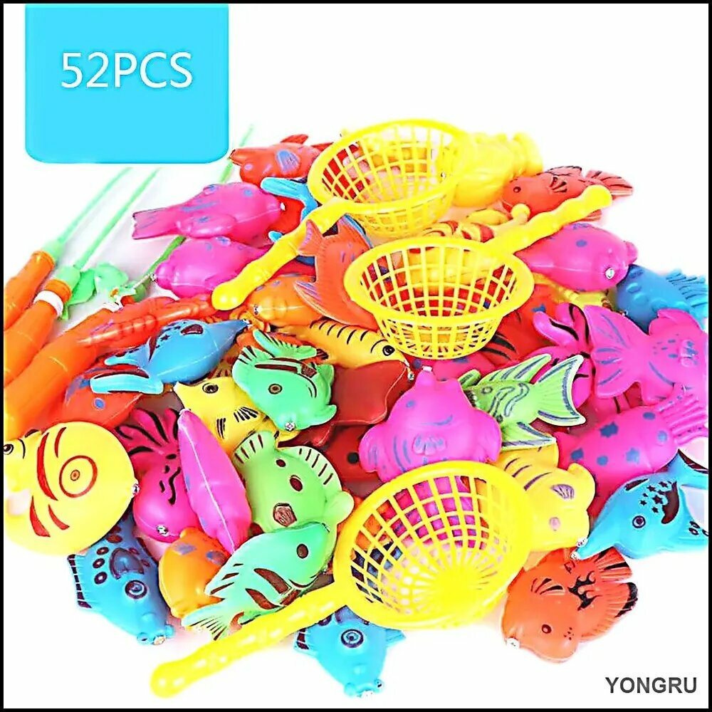 Детская рыбалка игрушки-кола шест 52шт набор яркие рыбки