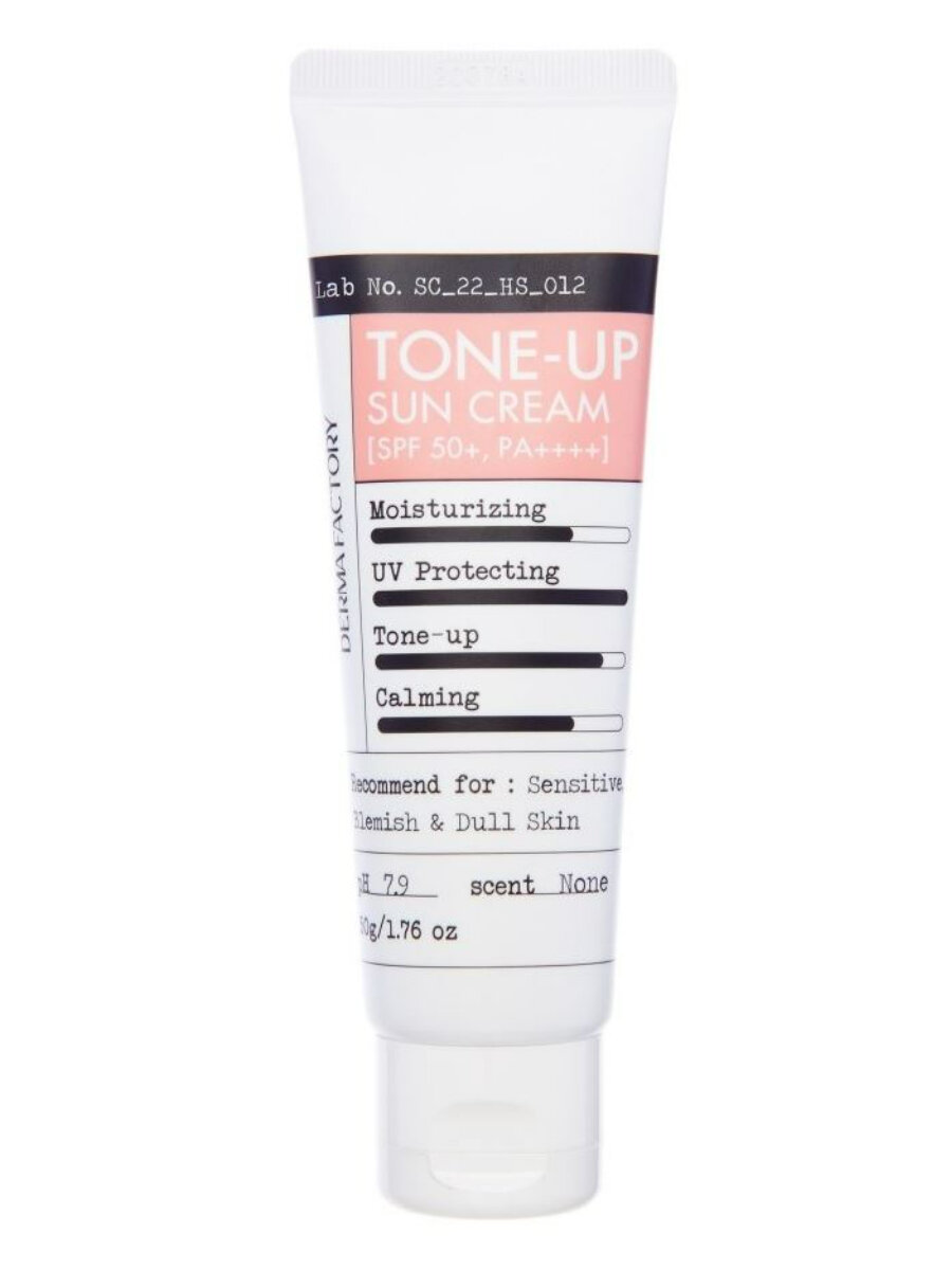 Крем Derma Factory Sun Care Inorganic Tone-up Sun Cream, Выравнивающий тон солнцезащитный крем, 50 г