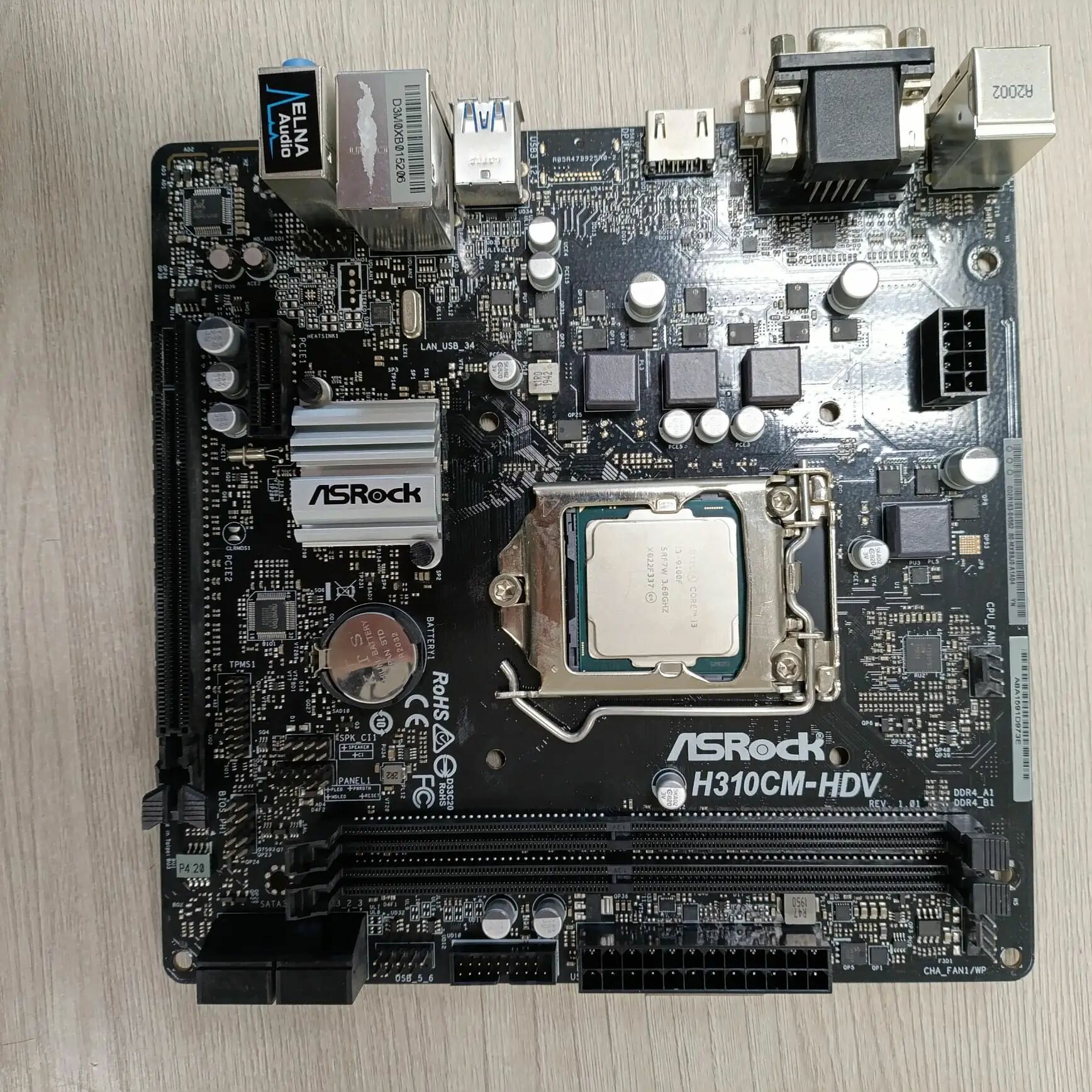 Материнская плата 1151v2 ASRock H310CM-HDV + Процессор Intel i3 9100F