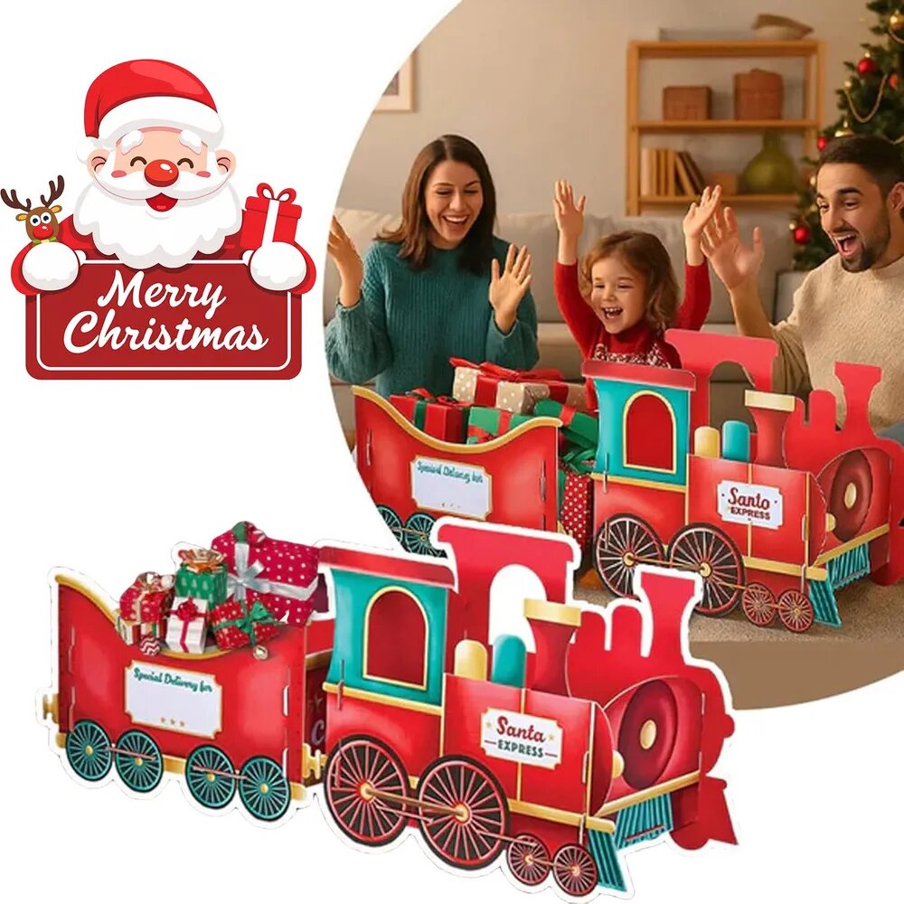 Рождественский бумажный поезд-подарок, модель А, 31,5 31,5 6 см