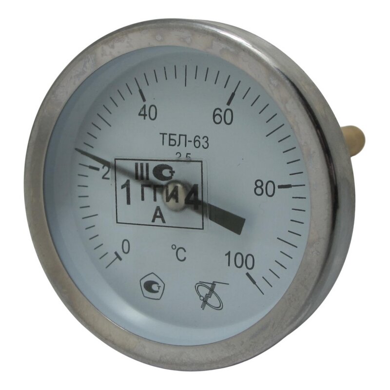 Термометр ТБЛ-63 (0.100) L100мм кл. т.2,5 ОШ