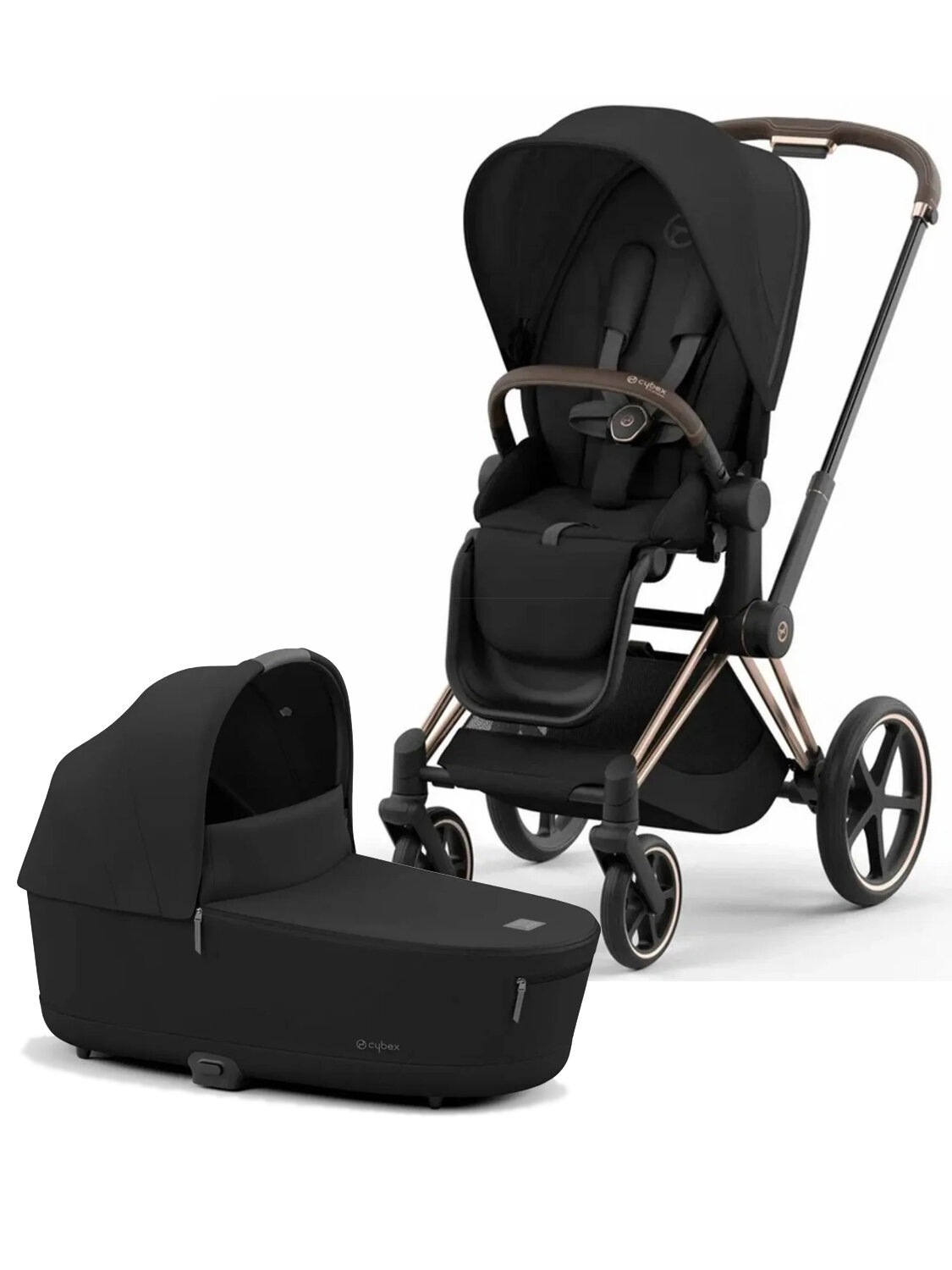 Коляска 2 в 1 Cybex Priam IV Sepia Black/Rosegold