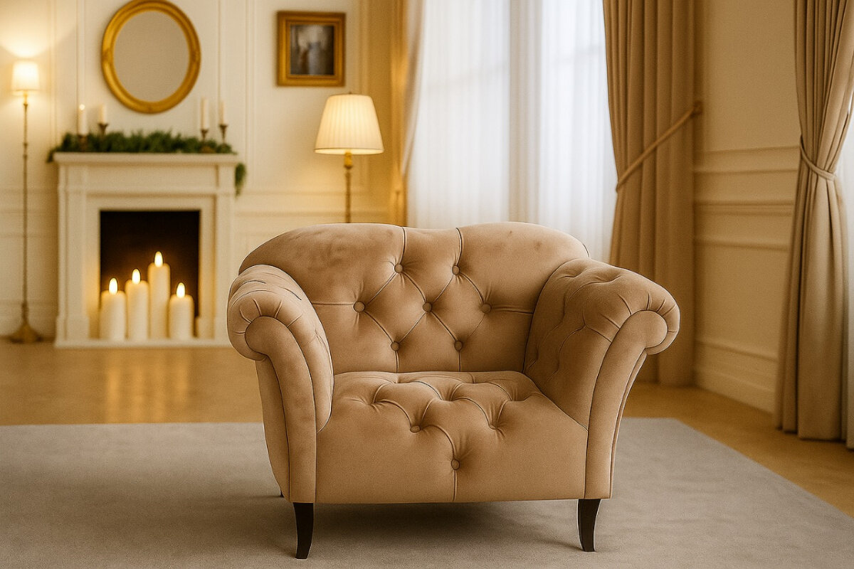 Кресло ArtikMebel Буржуа Velutto Soft, универсальное, бежевое, велюр, 6 кг