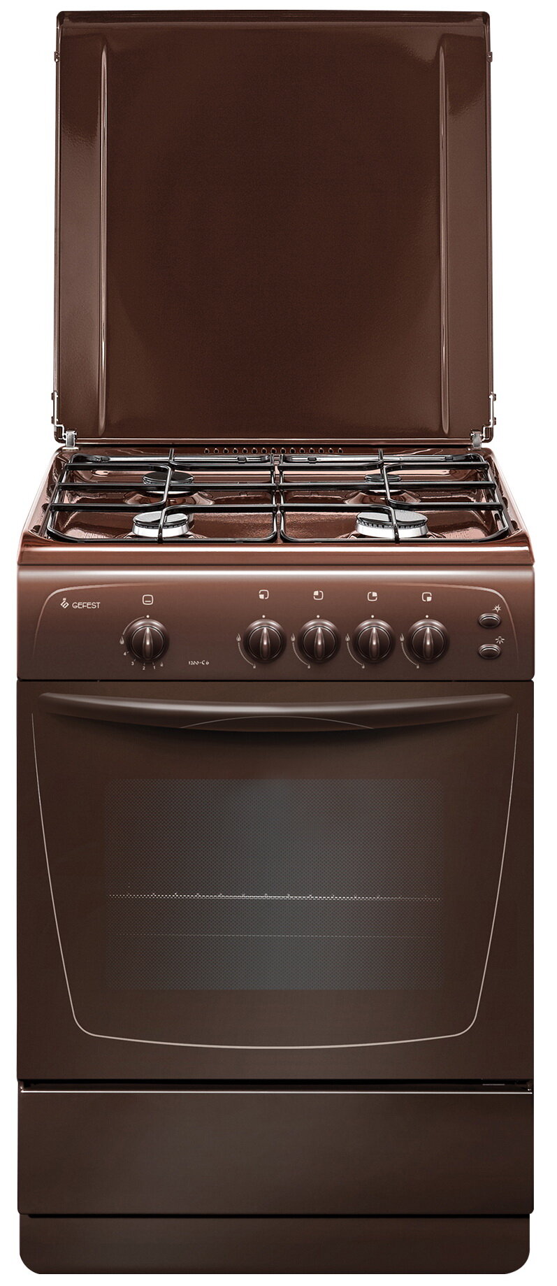 Газовая плита Gefest Брест 1200 C6 K 19 60 см, 63 л, 4 конфорки, коричневый