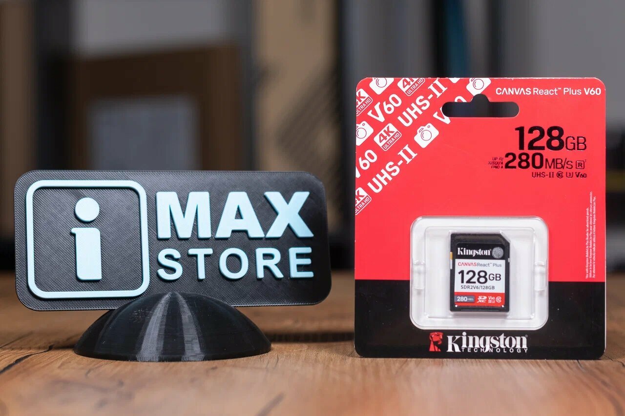 Карта памяти Kingston Canvas React Plus, класс 10, SDXC, 128ГБ