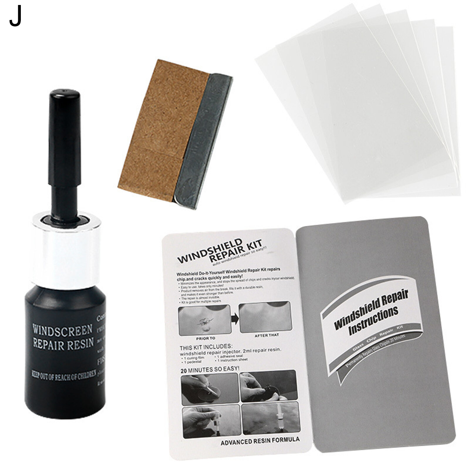 Ремкомплект для лобового стекла — жидкость для восстановления трещин и ремонта сколов, UV-отверждение, компактный 6,7×1,7 см