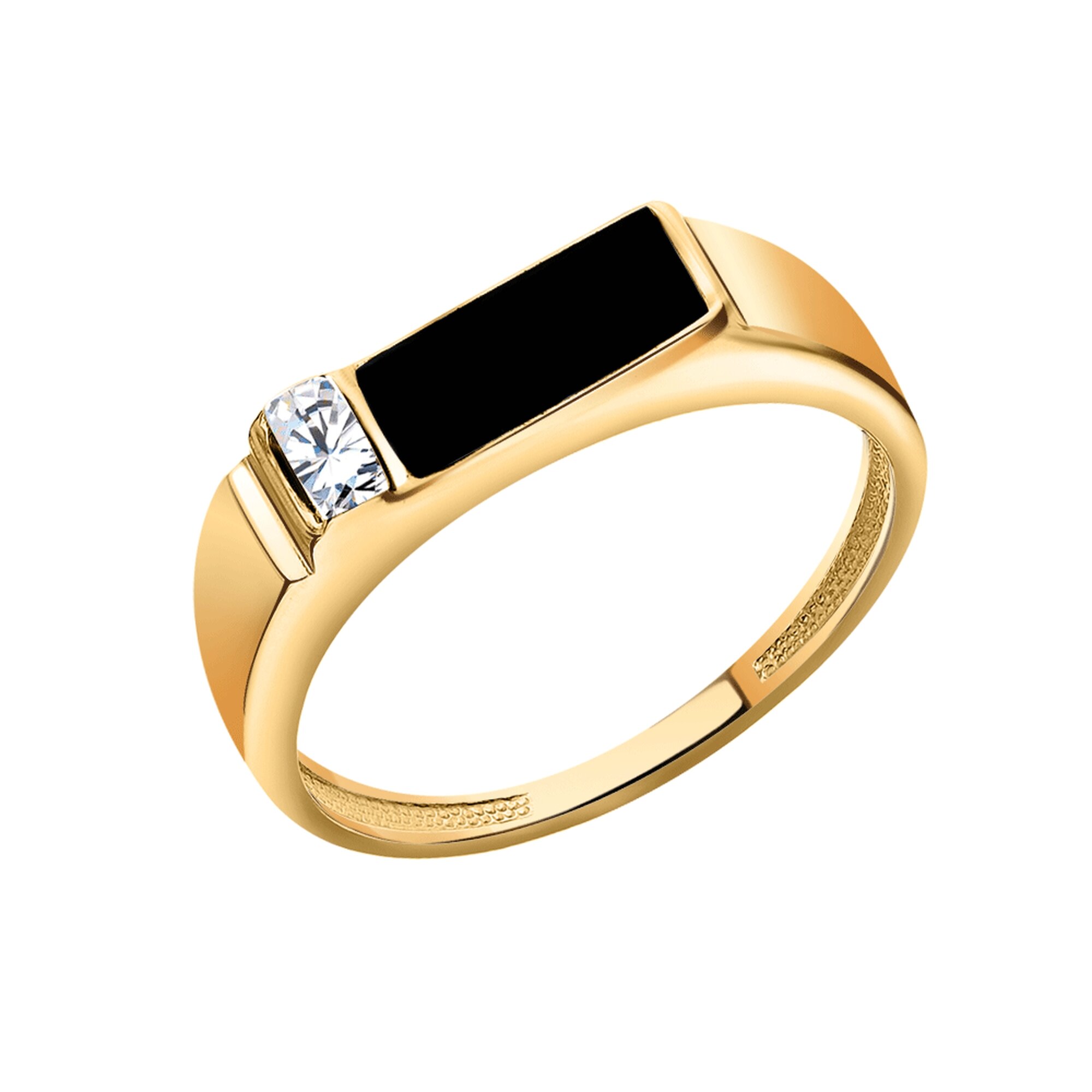 Кольцо, красное золото, 585 проба, фианит, агат