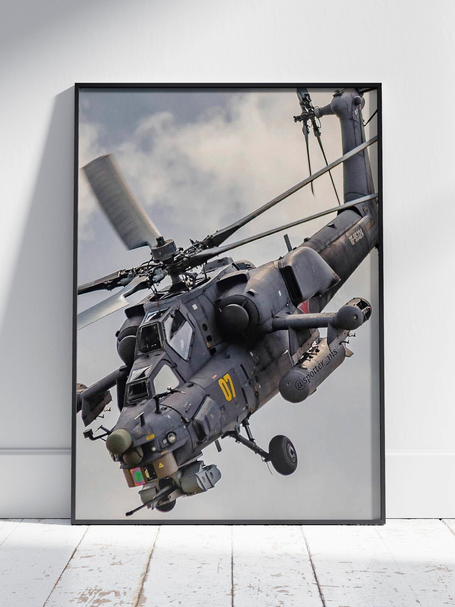 Плакат на стену для интерьера Транспорт и техника (Вертолёт Ми - Helicopter Mil Mi 1) - Постер по машине формата A4 (21x30 см)