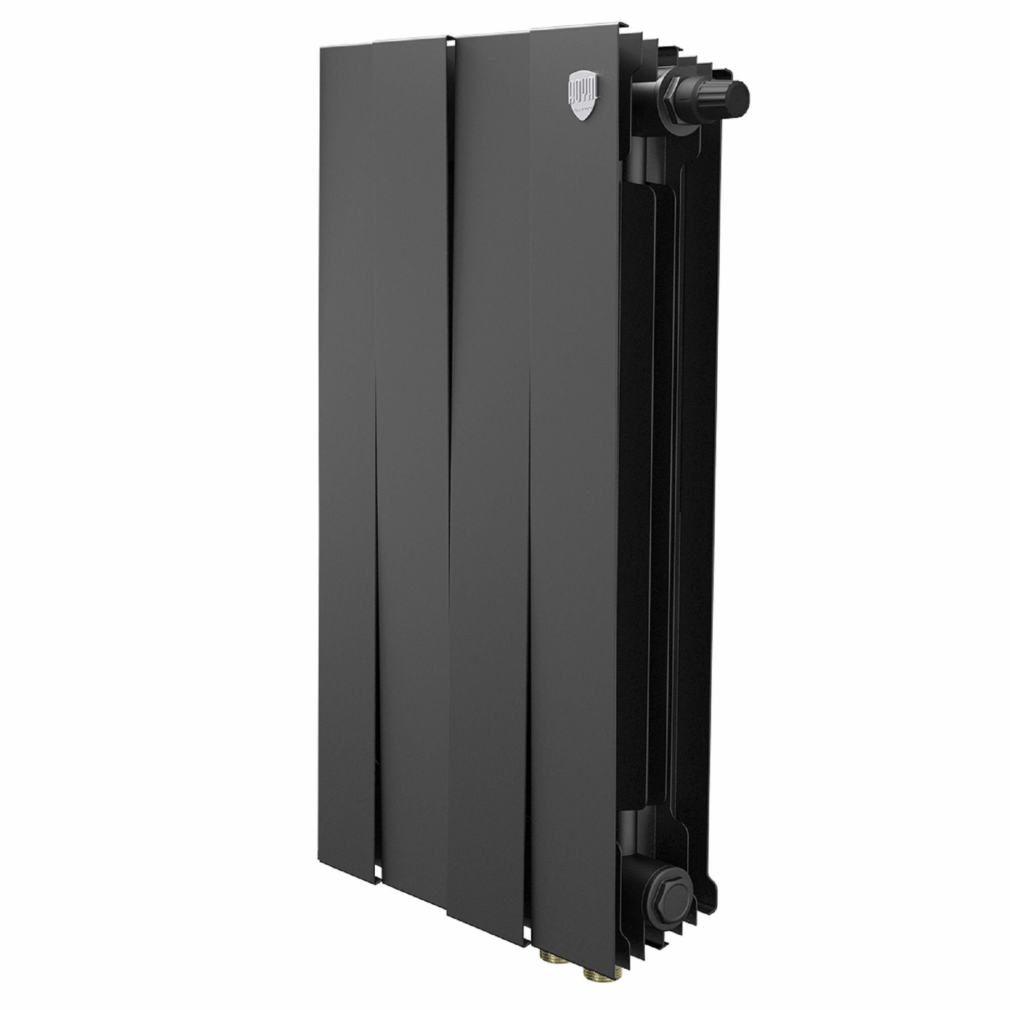 Royal Thermo PianoForte 500 х 4 секции радиатор биметаллический нижнее правое подключение цвет Черный