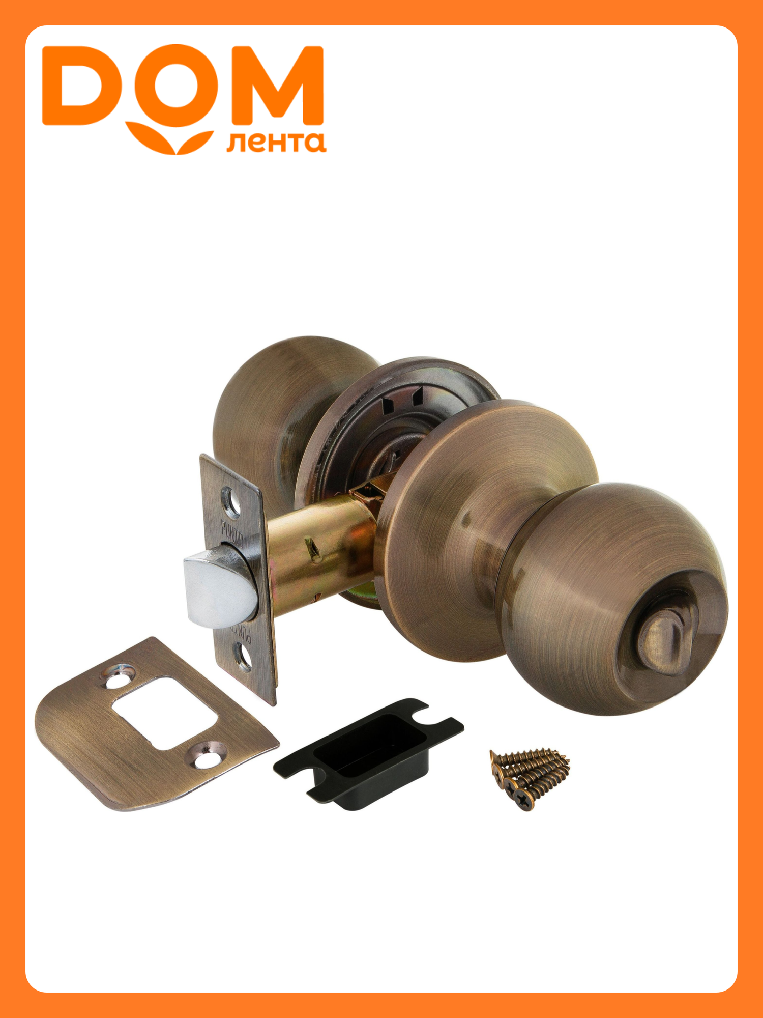 Дверная ручка-кноб для межкомнатной двери PUNTO 6072 AB-B бронза