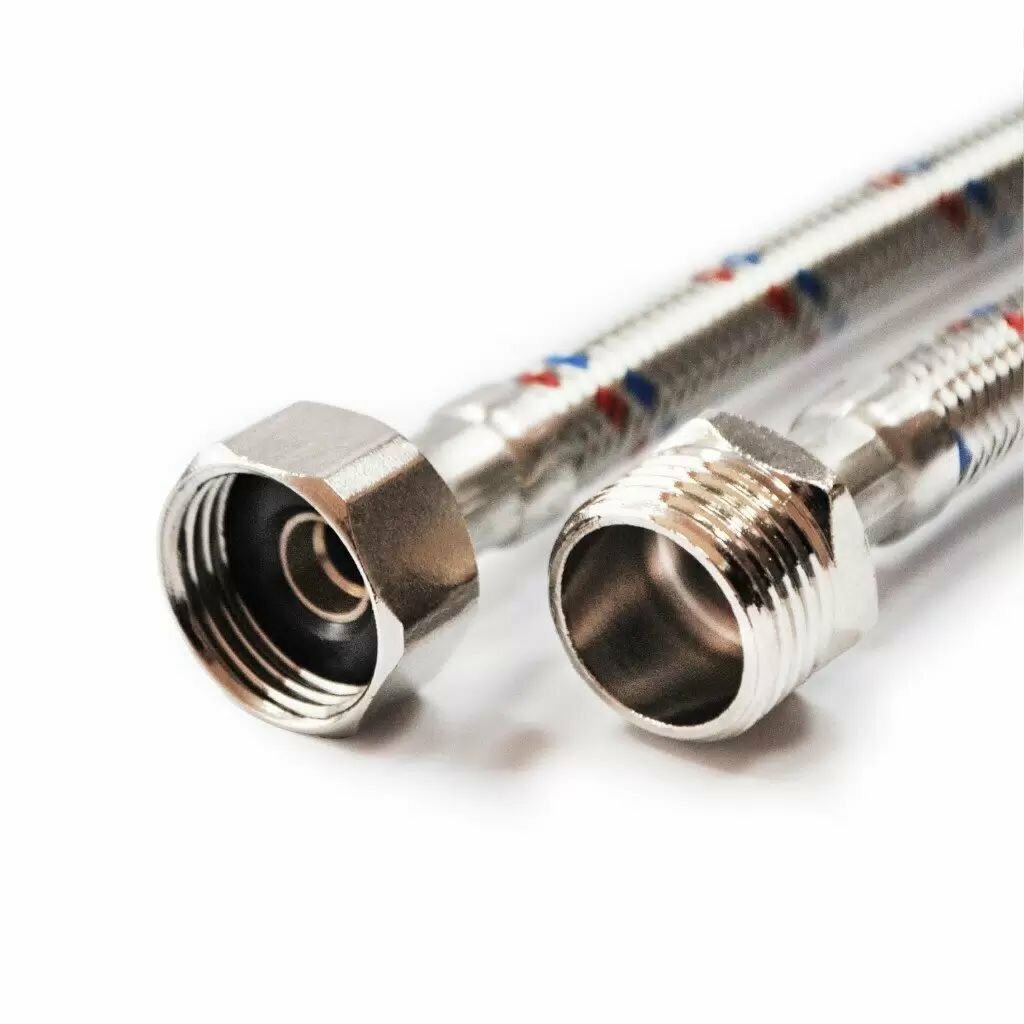 Подводка для воды Valfex 1/2" 1.5 м, гибкая нержавеющая сталь, г-ш, для смесителя и унитаза, горячая и холодная вода