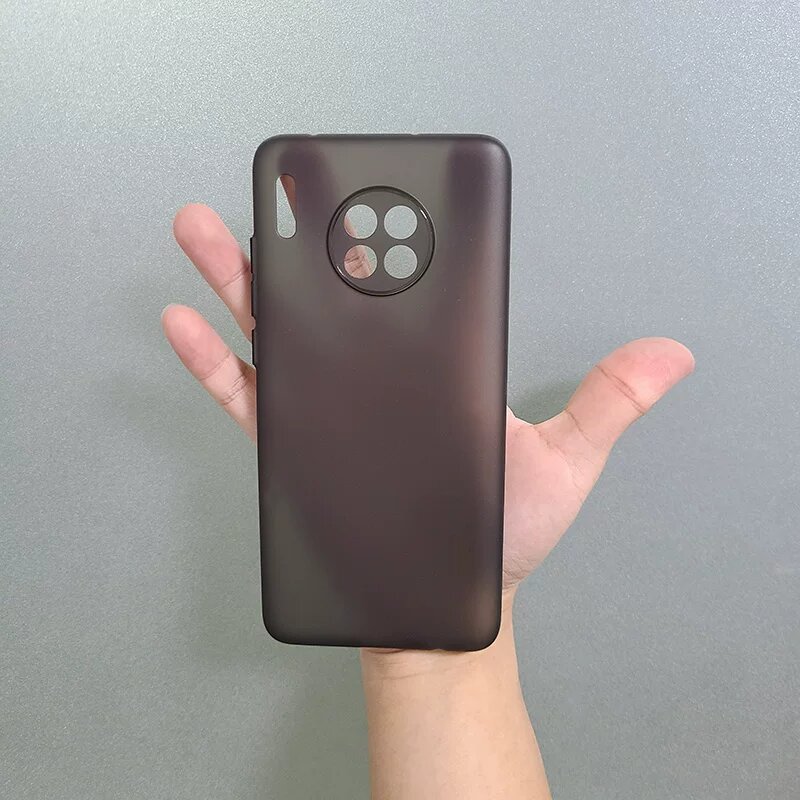 Чехол для Huawei Mate 30 матовый прозрачный черный, тонкий 0.5 мм защитный чехол