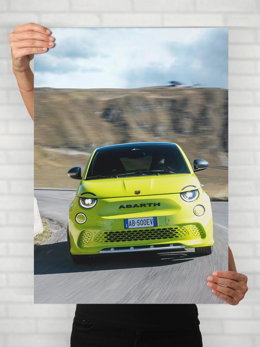 Плакат на стену для интерьера Авто и Мото (Фиат 500e - Fiat 500e 2) - Постер по транспорту формата A1 (61x84 см)