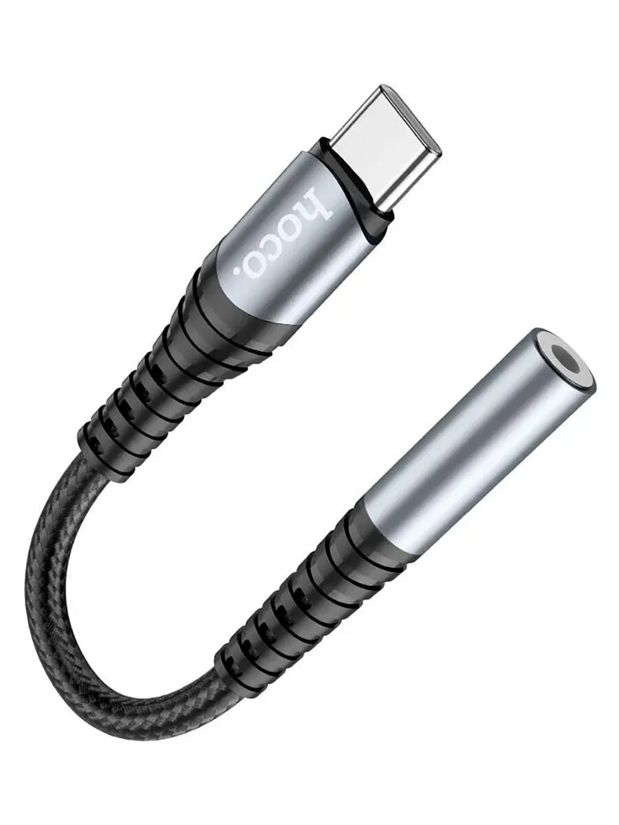 Аудио-переходник Hoco UPA33B Type-C to 3.5 Jack AUX, 1,5 метра, черный / кабель для наушников / провод аукс в машину