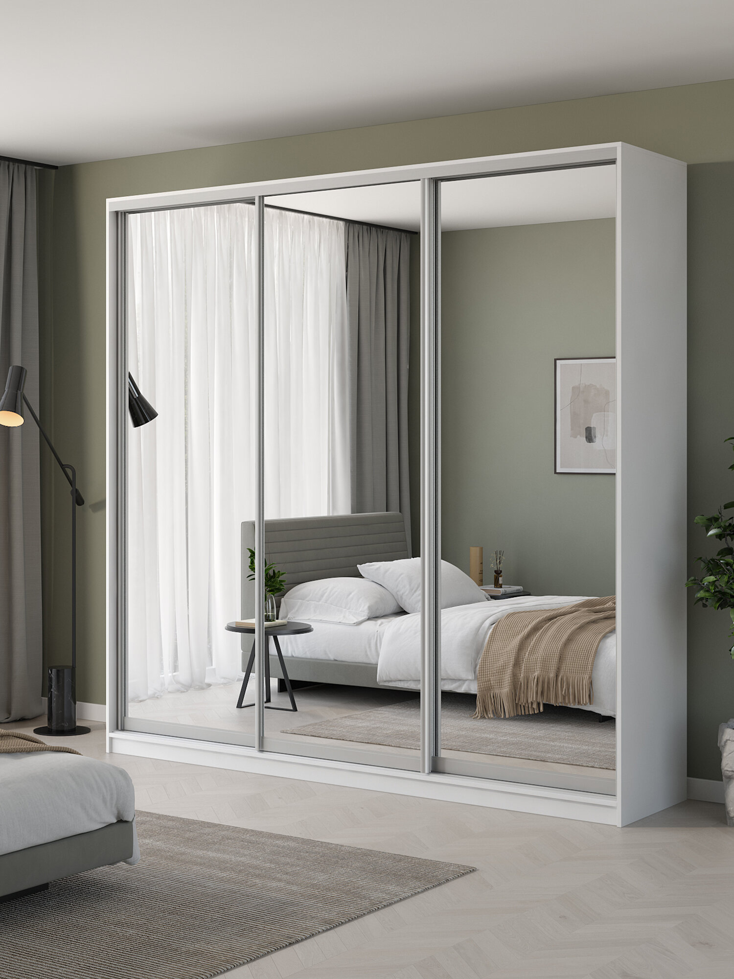 Шкаф купе Матэрна белый зеркальный 240х58х240 см