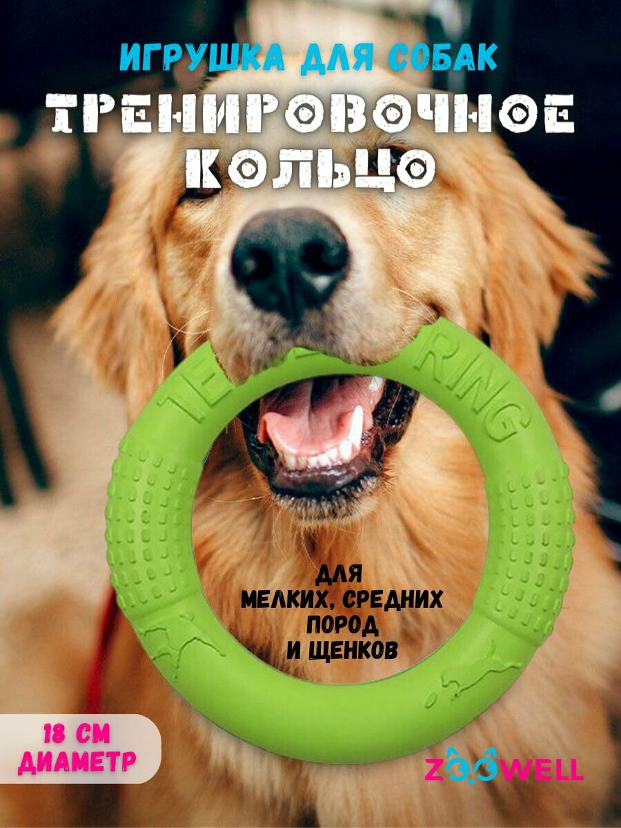 Игрушка грызунок Zoowell 18 Green (кольцо 18 см зеленого цвета, для зубов собак)