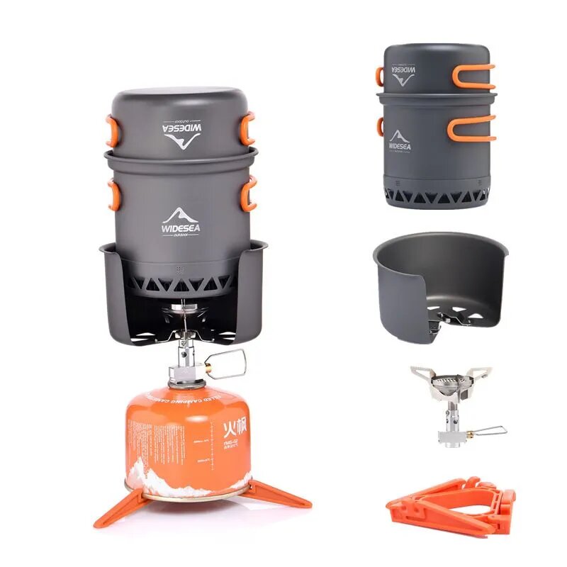 Походный набор посуды Widesea outdoor pot, сочетающий в себе сбор тепла и энергии, может быть встроен в походную кухню