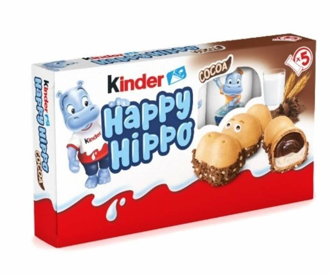 Шоколадно-молочное печенье Kinder Happy Hippo Cacao со вкусом какао (Германия), 104 г