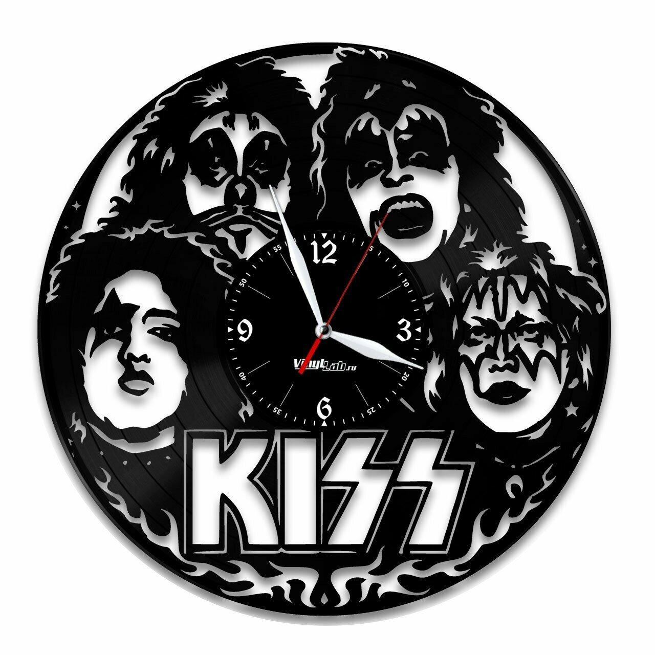 Часы из виниловой пластинки (c) VinylLab Kiss, диаметр 30 см