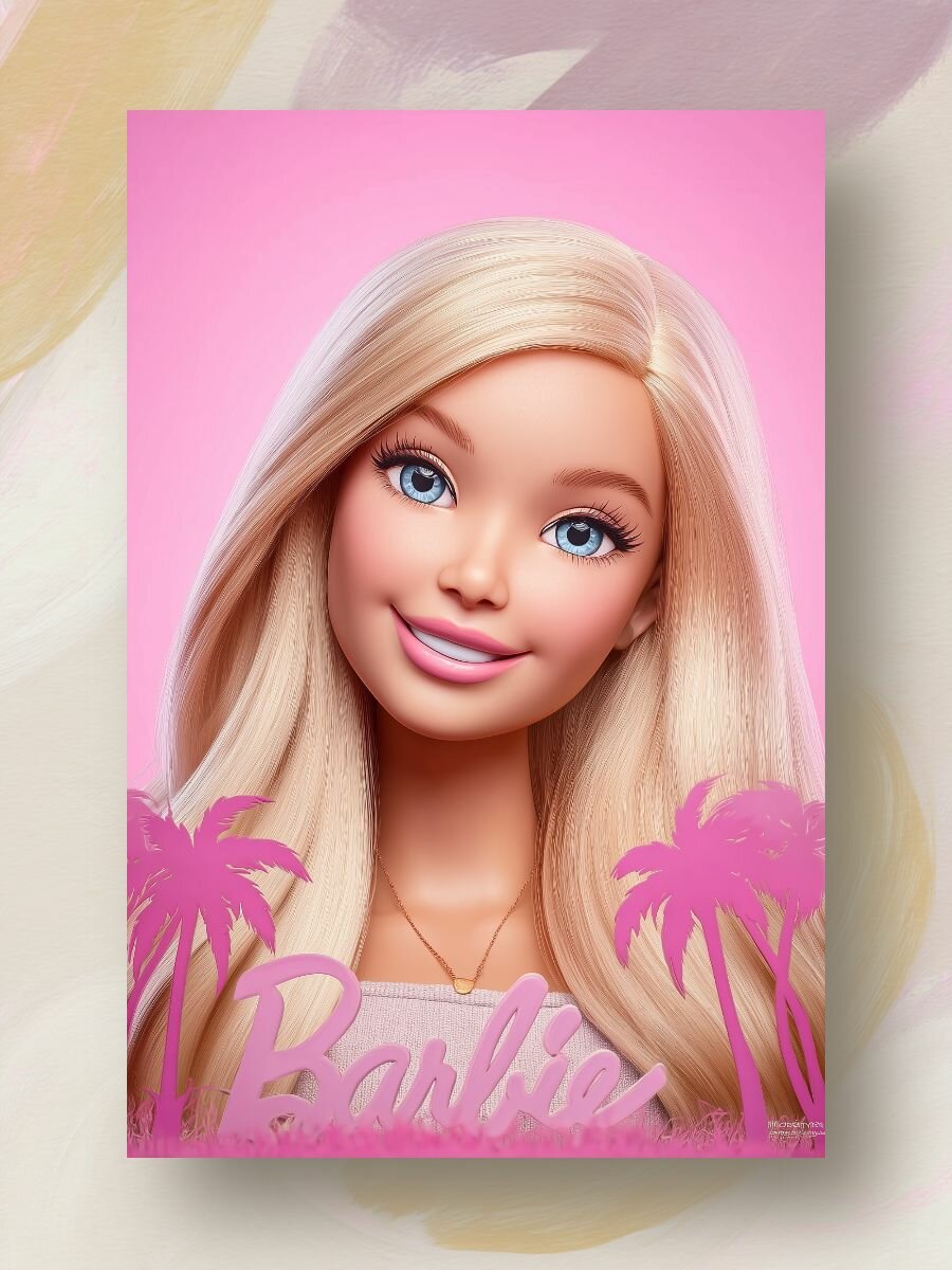 Картина на холсте 40х60 Элемент Принт, кукла в стиле Barbie, розовый постер, интерьерная картина в детскую, спальню