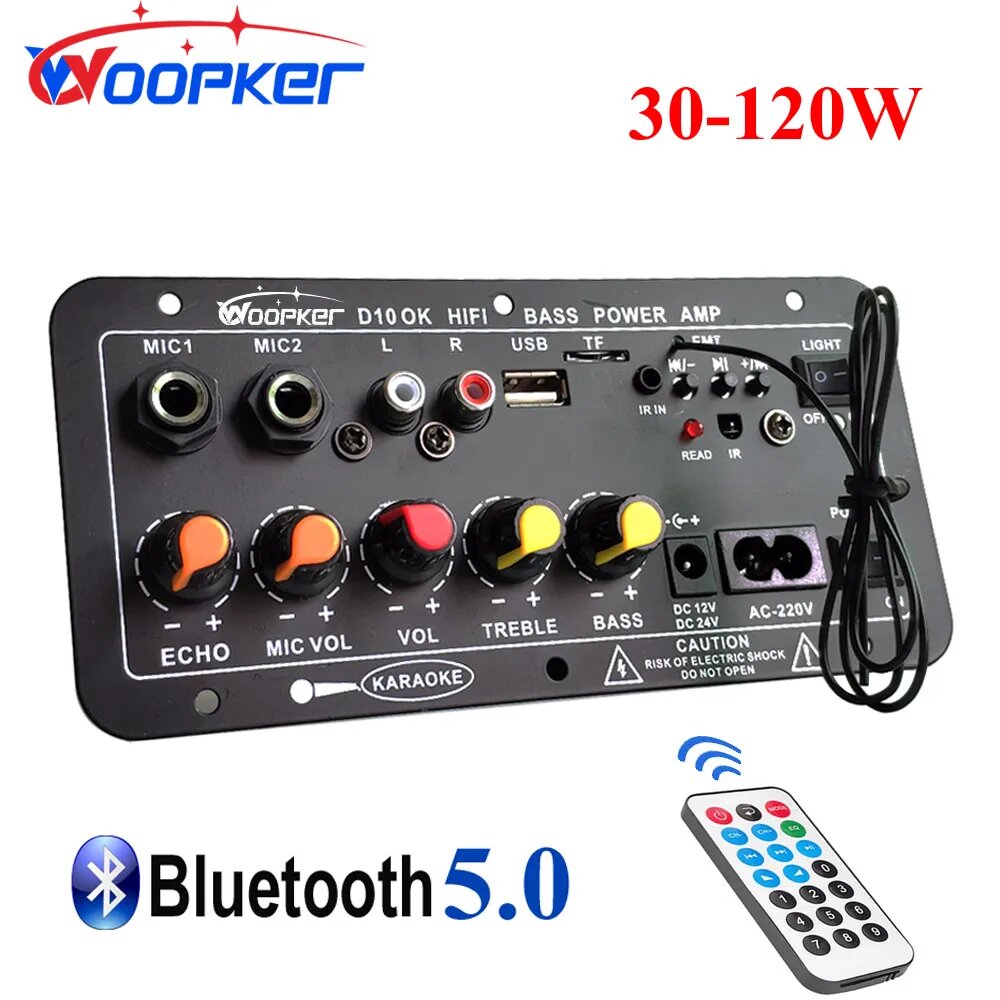 Woopker Аудиоусилитель Bluetooth, 30-120Вт, US Plug