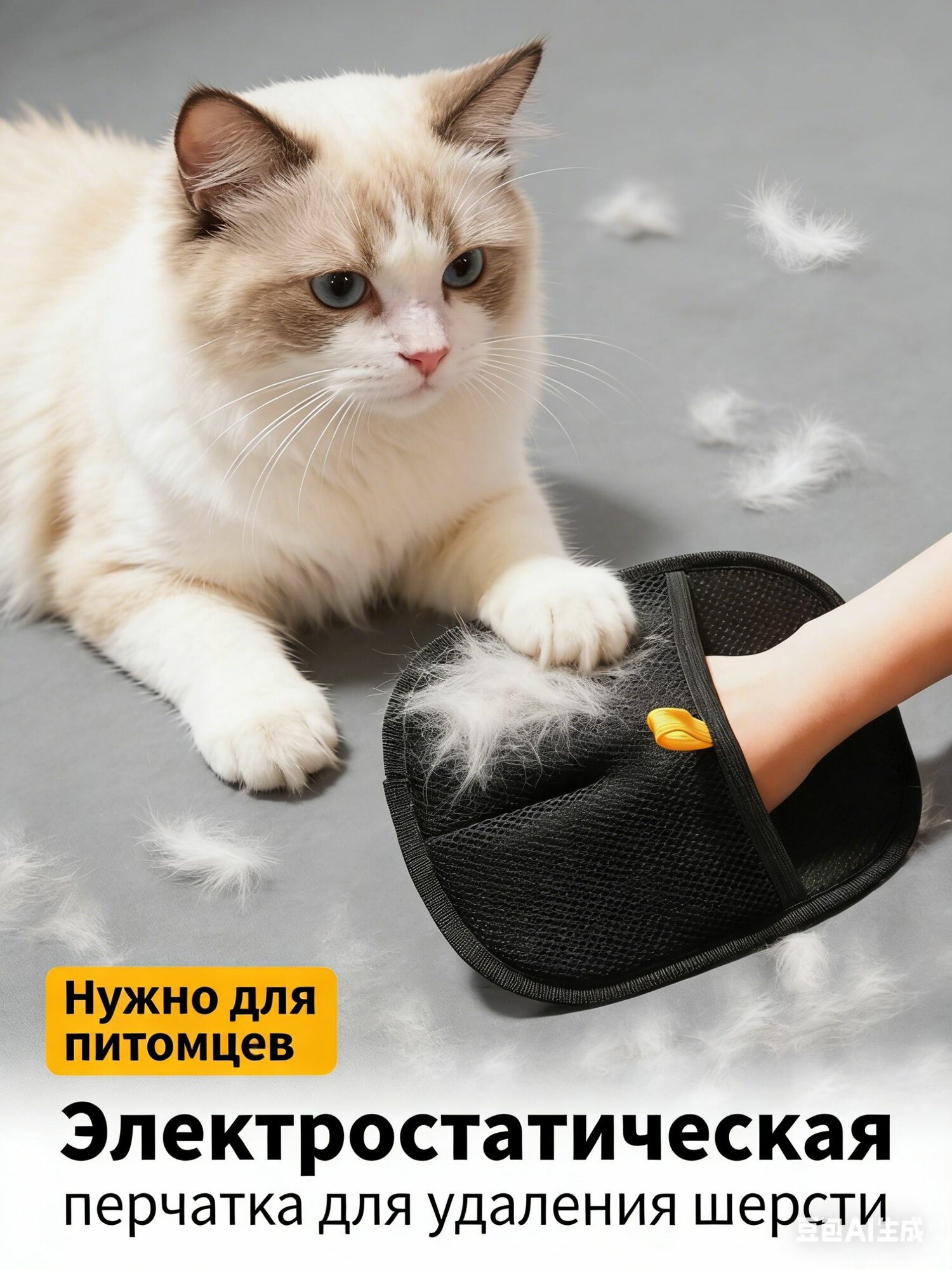 Перчатка для удаления шерсти кошек и собак, антистатическая варежка для груминга, эффективное удаление шерсти с мебели и одежды