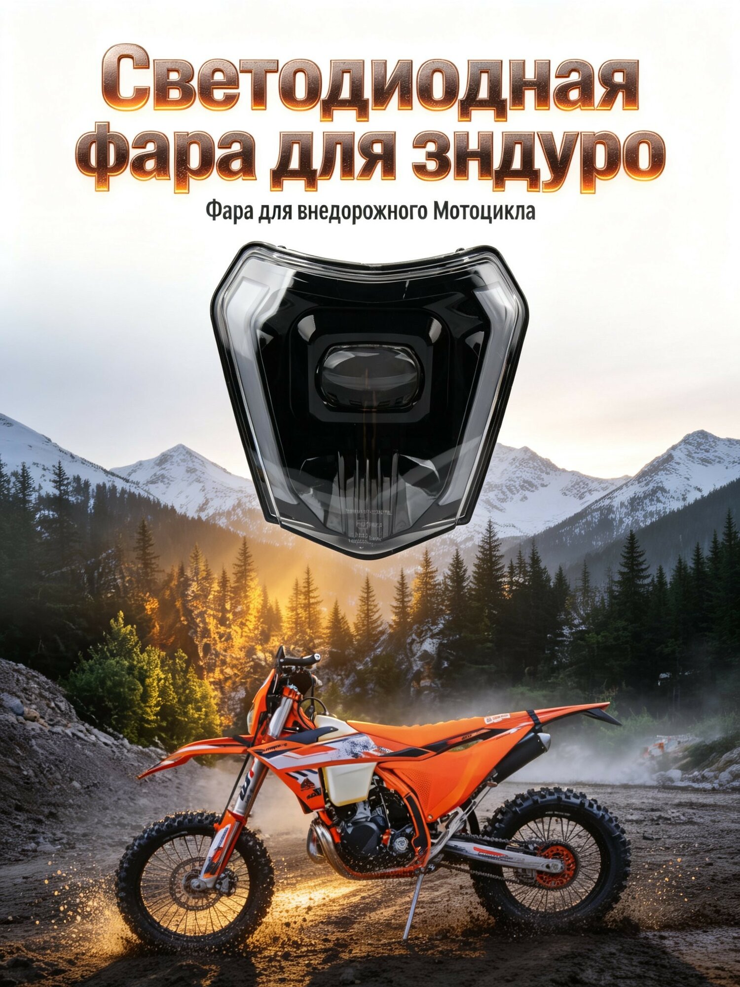 Светодиодная фара для эндуро, обтекатель для внедорожного мотоцикла с высокой интенсивностью света и простой установкой