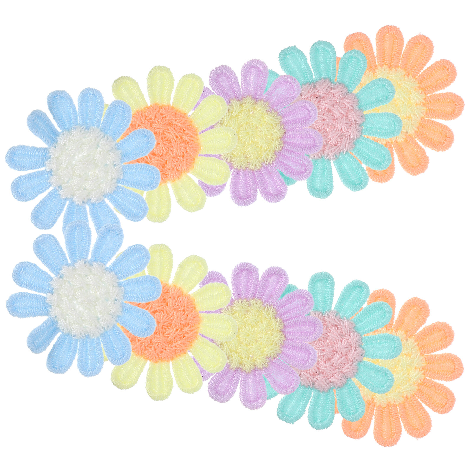 Аппликации в виде цветов, связанные из пряжи, вышитые украшения для одежды, сумок, детских заколок для волос и аксессуаров (синий*2 + оранжевый*2 + фиолетовый*2 + зеленый*2 + желтый*2)