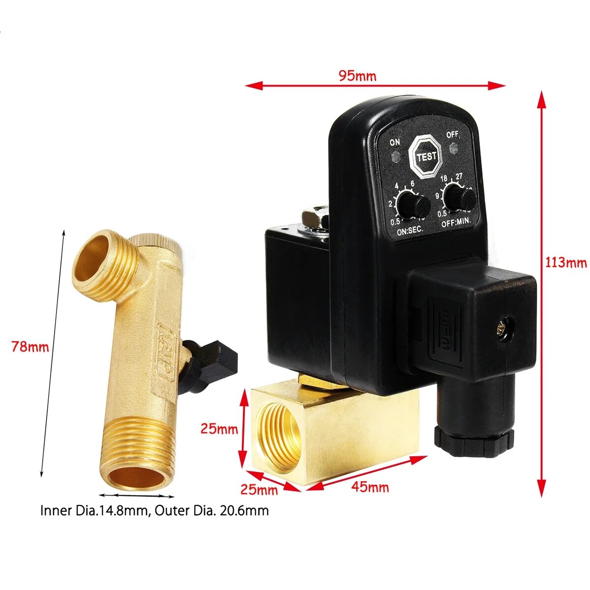 Дренажные клапаны латунные 1/2", AC220V, 2шт