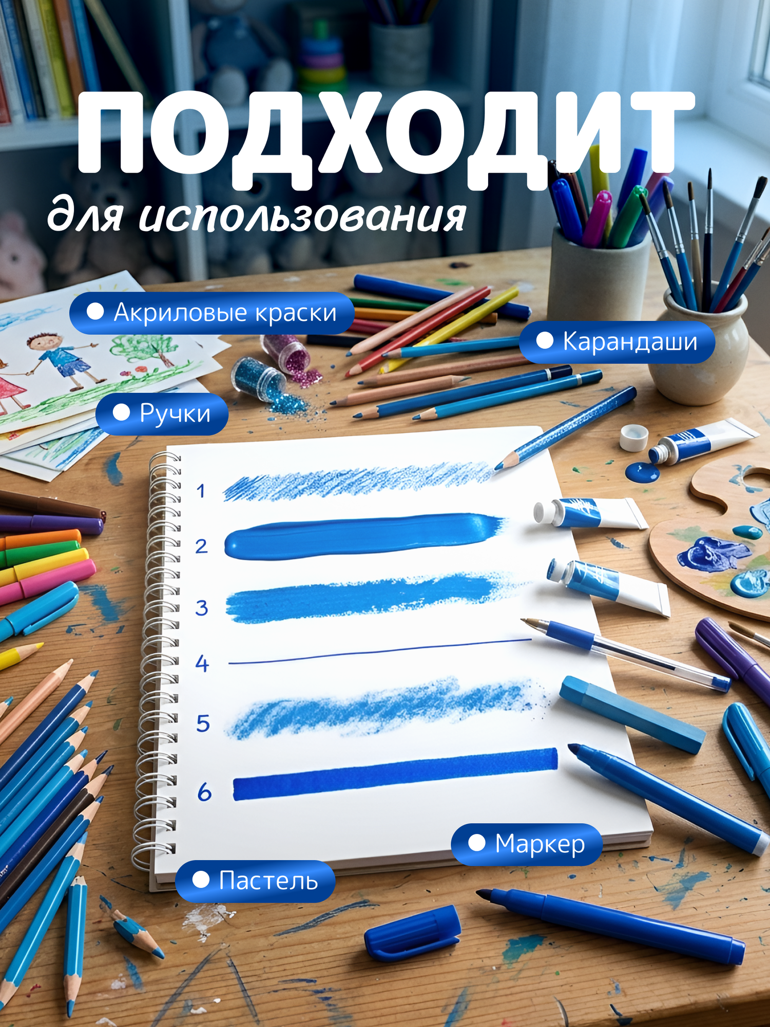 Блокнот-Скетчбук для девочки А5 (210х148 мм), 40 листов, плотность 160 г/м2 с белыми страницами, жёст. подложка, Аниме — фото 1