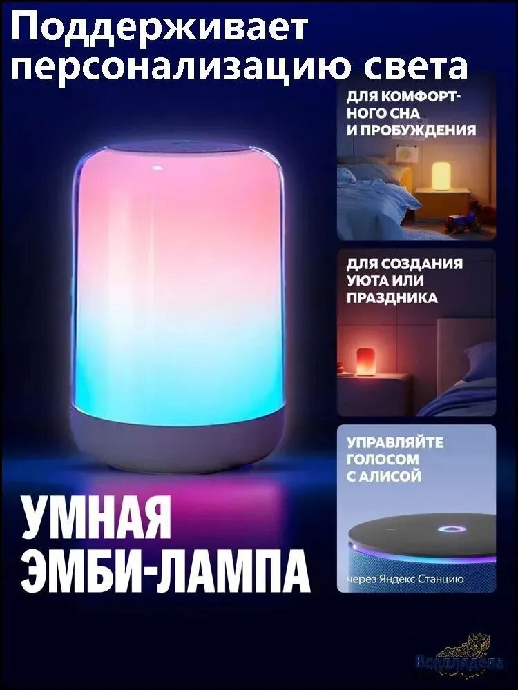 Умная светодиодная RGB-лампа с регулируемой яркостью, для спальни и гостиной, создает атмосферу
