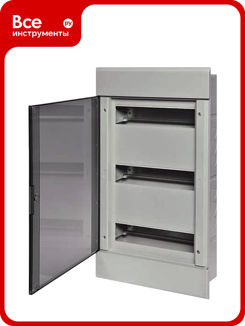 Щиток скрытой проводки Рувинил Тусо на 36 модулей с дверцей 547x299x103 мм серый с прозрачной дверцей 68136СП