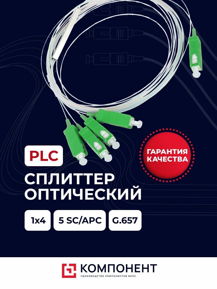 Сплиттер оптический PLC 1x4 SC APC планарный в гильзе