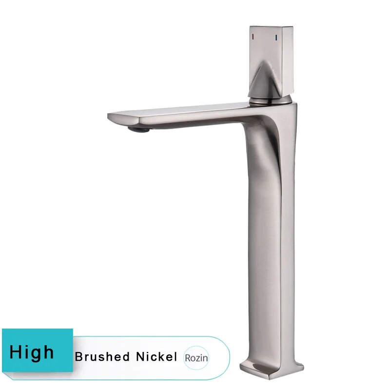 Кран для раковины Rozin Basin Faucets матовый черный кран для ванной комнаты смесительный кран для раковины с Горячей и холодной водой из хромированной латунью кран для раковины в туалете — Высокий шлифованный никель