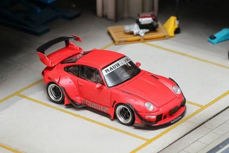 Коллекционная машинка SW 1:64 RWB Porsche 911 993 NAGINATA matte red GT wing