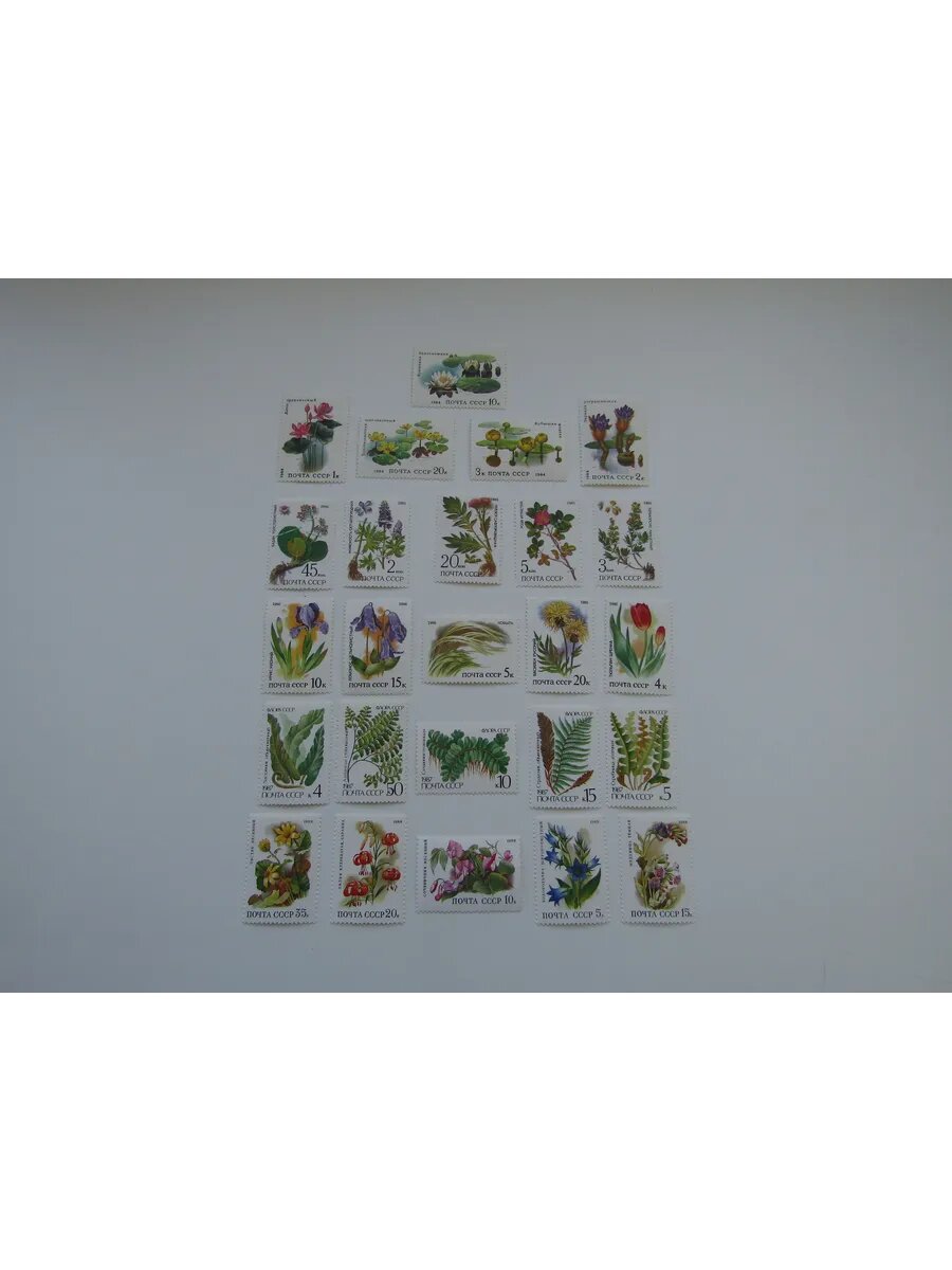 Марки. Флора и фауна. СССР. 1984-1988. Цветы, 25 штук.