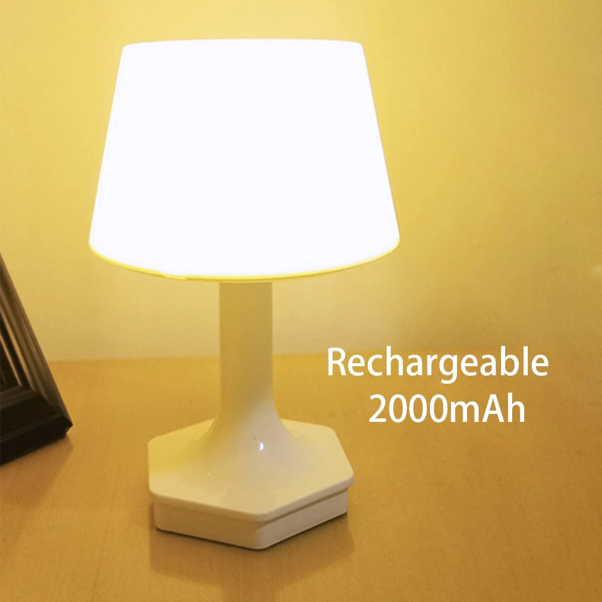 USB Rechargeable Bedside Lamp 2 Colors White Rechargeable