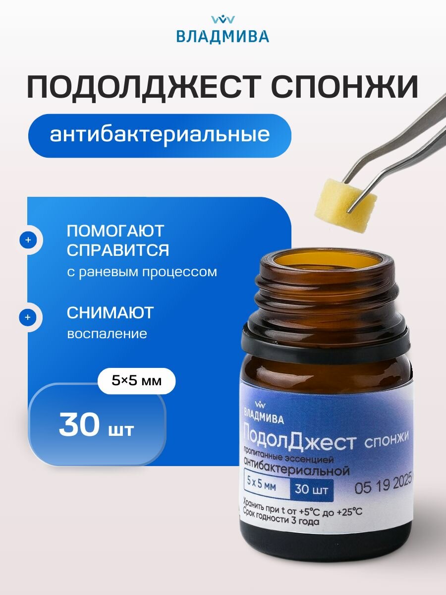 Владмива Подолджест спонжи антибактериальные 5 х 5,30 шт