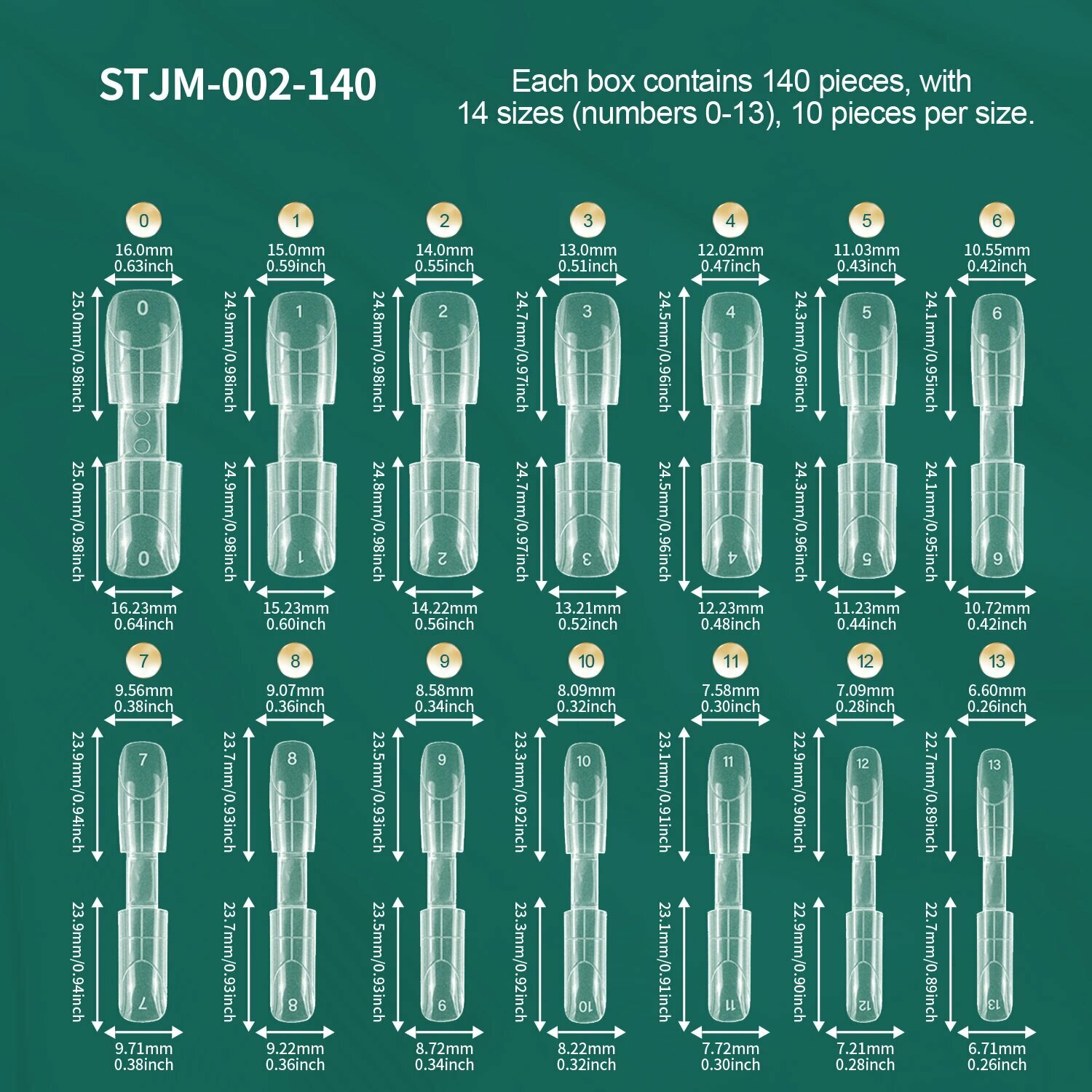 Формы для ногтей Nailpop 140 шт. STJM-002-140