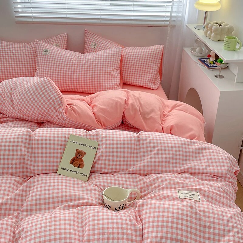 Розовый комплект постельного белья Single 4pcs yuxiaoge