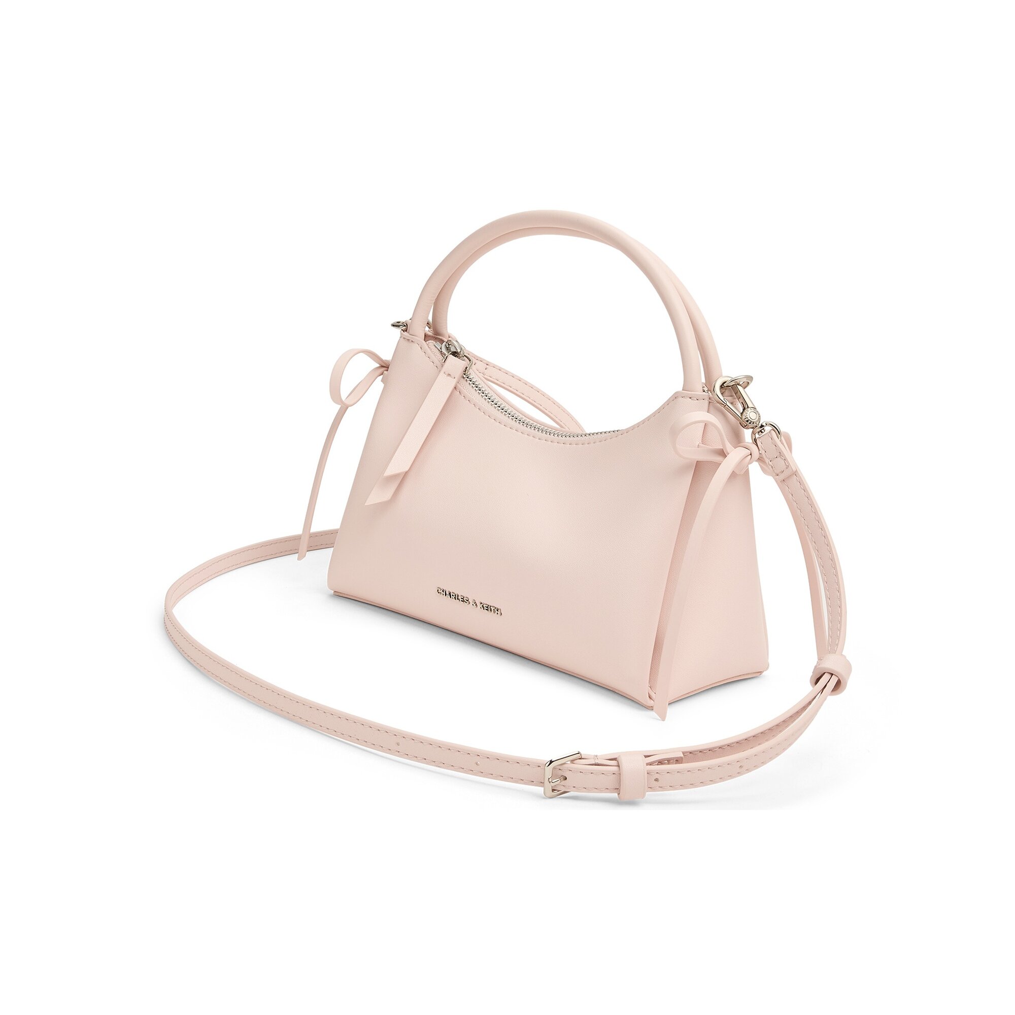 Сумка CHARLES & KEITH, фактура вязаная, светло-розовый — фото 1