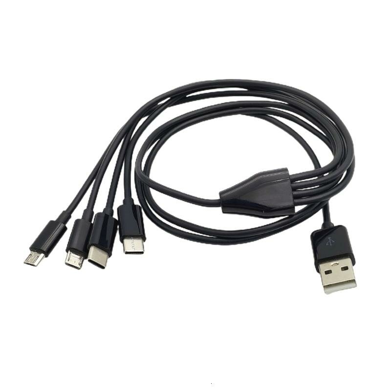 Гибкий USB-A — USB-C и micro-USB кабель, Черный