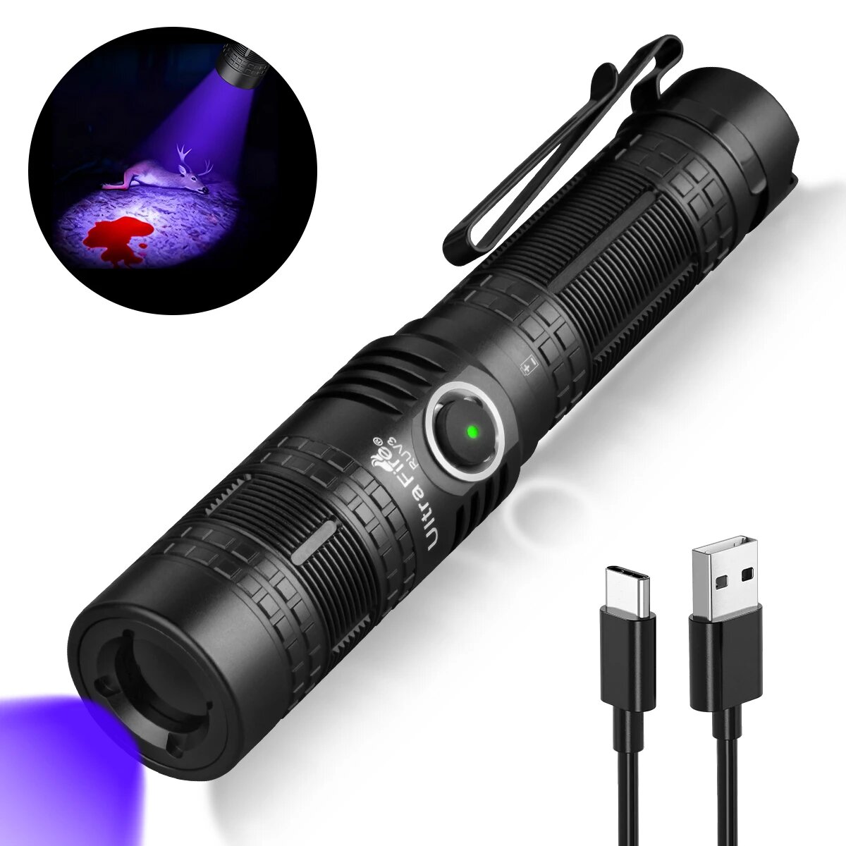 UltraFire RUV3 Профессиональный УФ фонарь черный 10Вт
