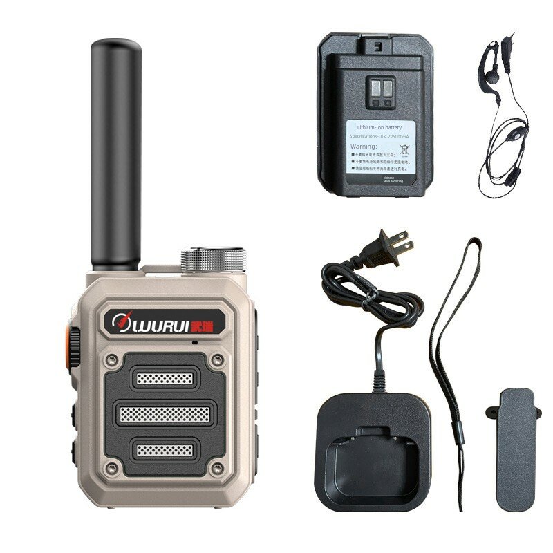 Каштановый зеленый мини-радиостанция VHF с бесплатными наушниками для внутреннего и наружного использования, компактный