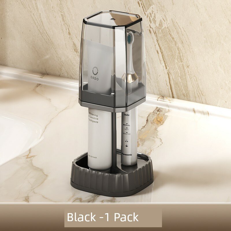 Прозрачно-черная чашка для студентов-общежития с держателем электрической зубной щетки - 1 шт