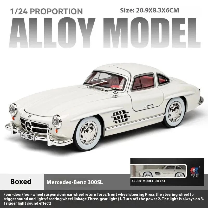 1:24 Mercedes Benz 300SL Classic Ca, Металлическая модель автомобиля, мальчик игрушечный подарок, хобби коллекция